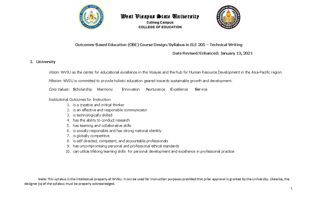 Technical Writing Syllabus - Note: This syllabus is the intellectual ...