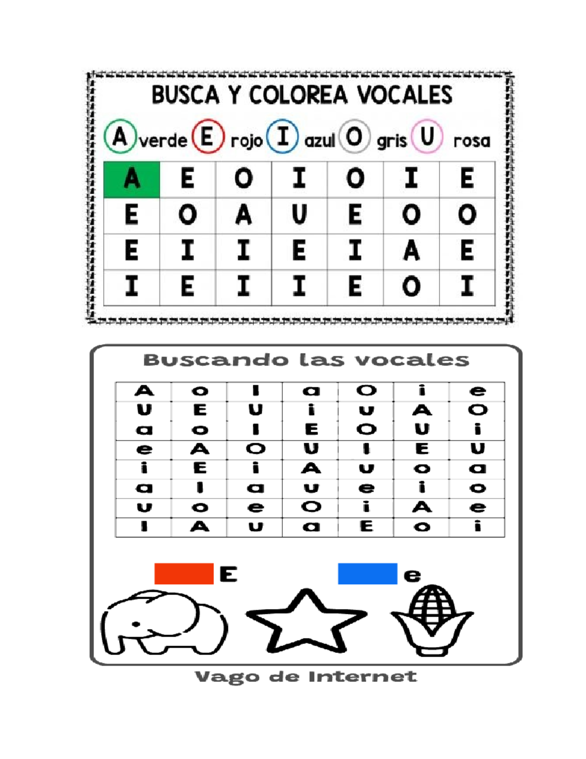 Actv silabicas - actv - BUSCA Y COLOREA VOCALES A verde E rojo I azul o ...