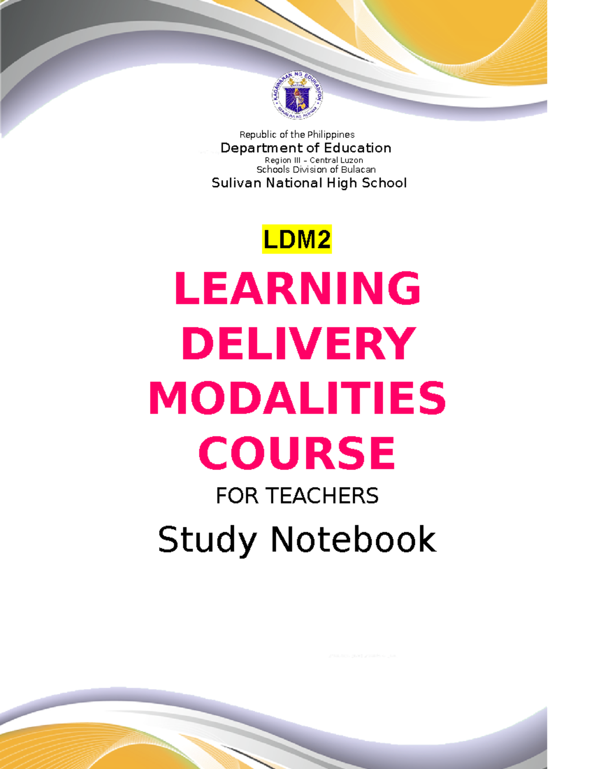 cover for notebooks - Republic of the Philippines Department of ...