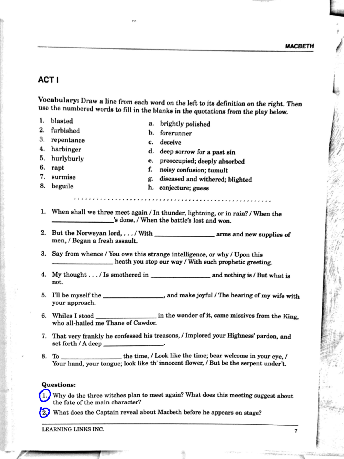 Macbeth Study Guide Act 1 - flattened - Studocu
