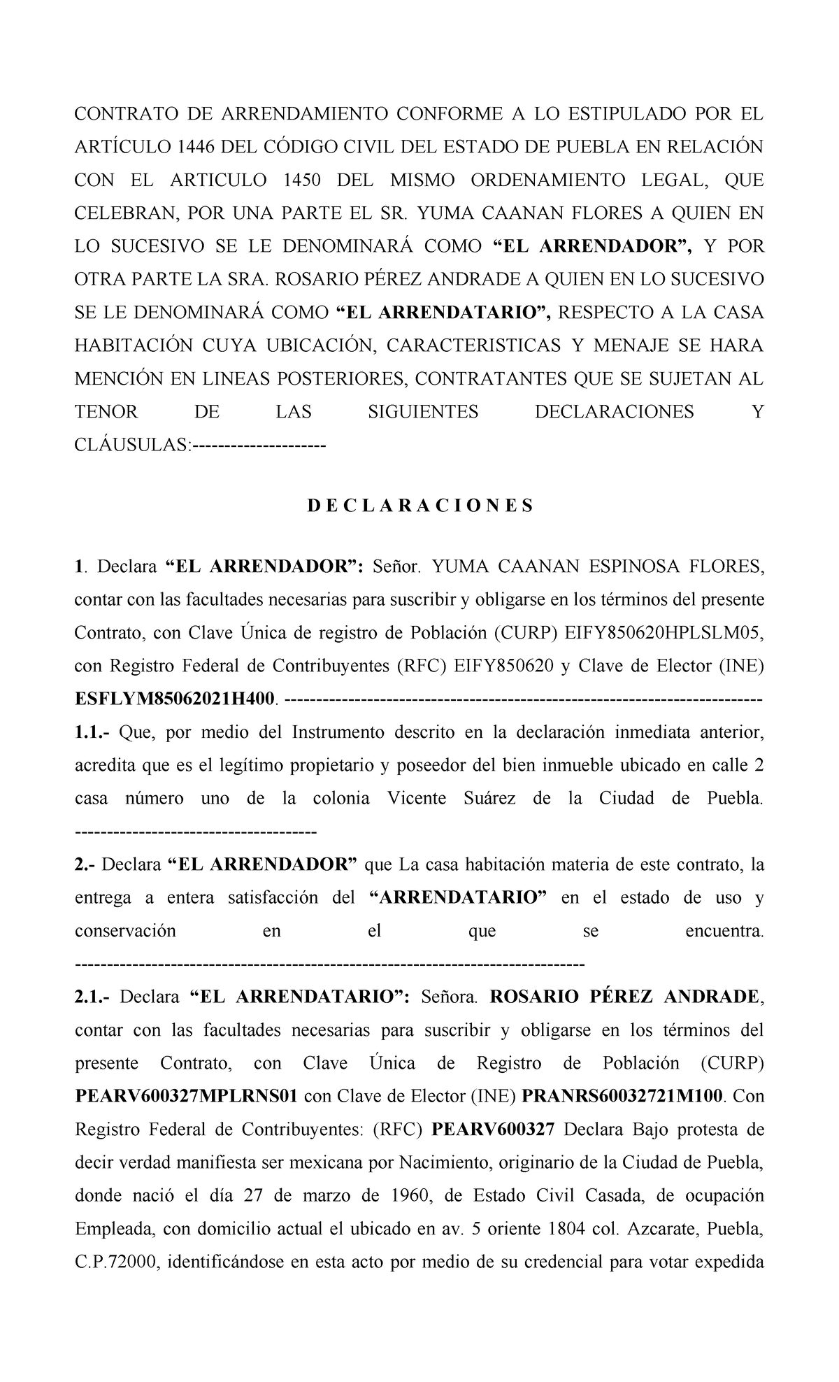 Contrato De Arrendamiento Ejemplos Y Formatos Word Y Pdf Para Imprimir