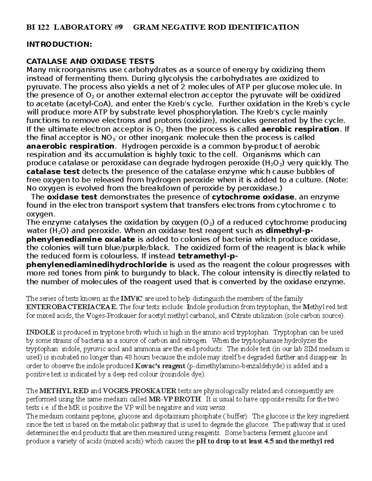 Lab 9 GRAM-Rods ID and Report Sheet - BI 122 LABORATORY #9 GRAM ...