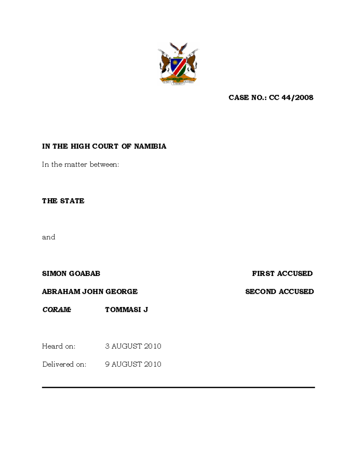 39D21d01 - Balhao - CASE NO.: CC 44/ IN THE HIGH COURT OF NAMIBIA In ...