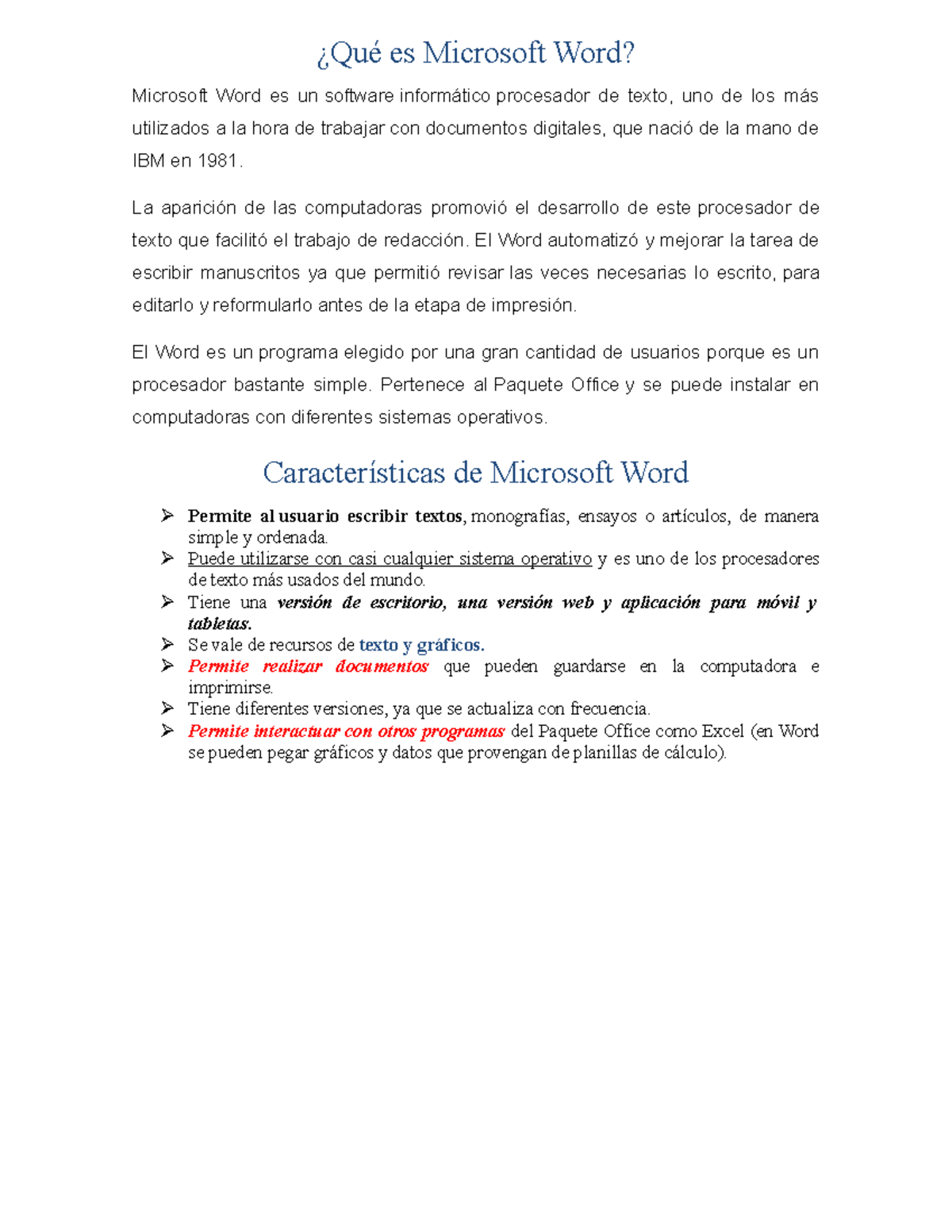 Tarea Sesión 5) - Resumen - ¿Qué es Microsoft Word? Microsoft Word es ...