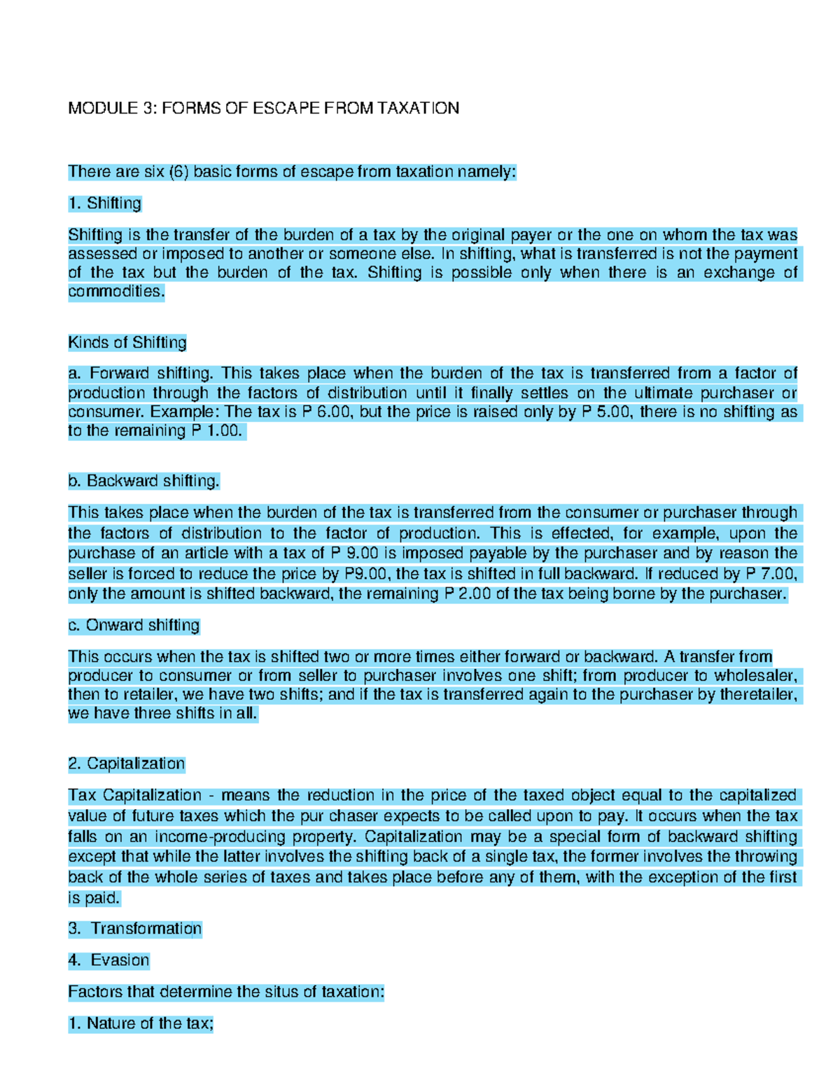 Taxation-Module-3.pdf group 3 - MODULE 3: FORMS OF ESCAPE FROM TAXATION ...