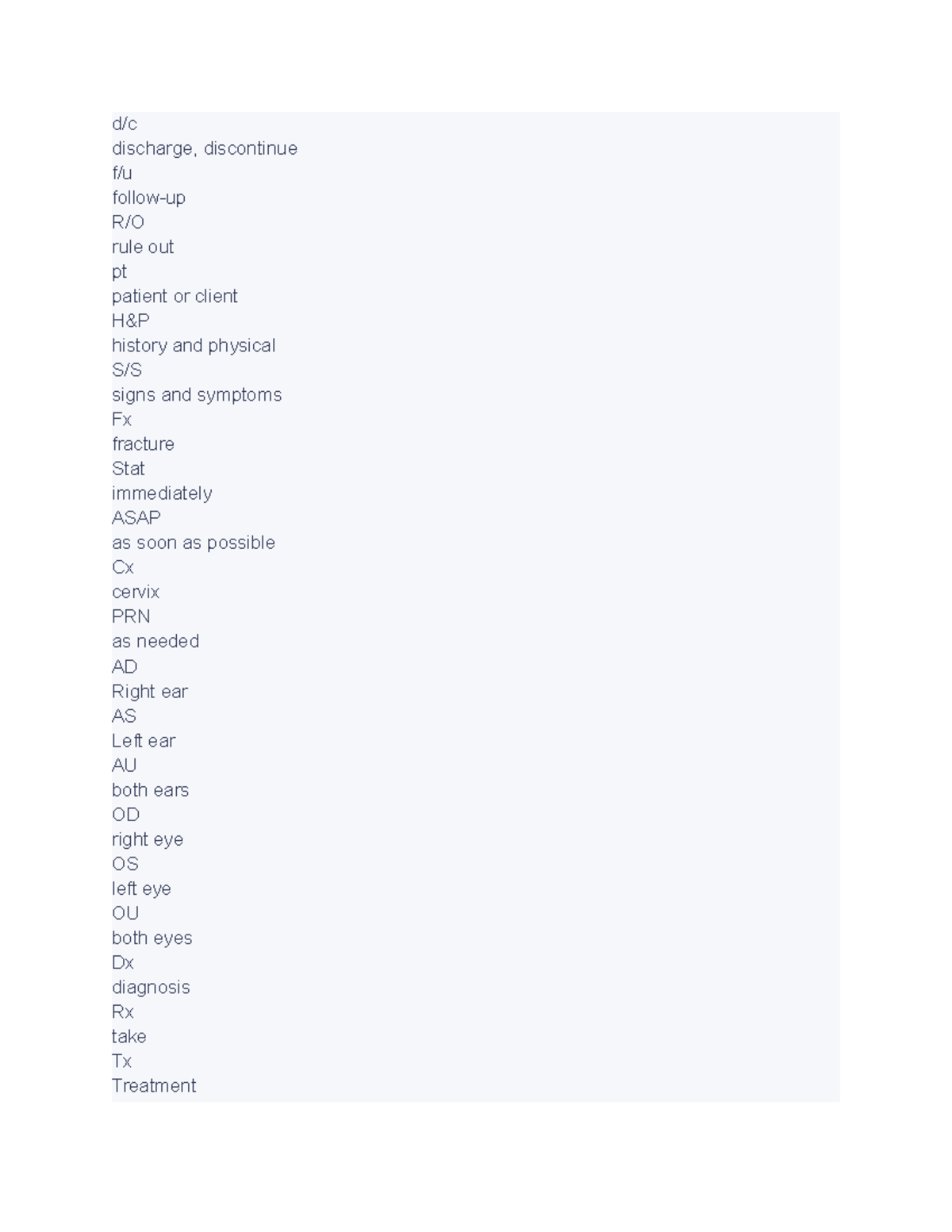 Notes on prefixes Medical Terminology and Documentation part 4 - d/c ...