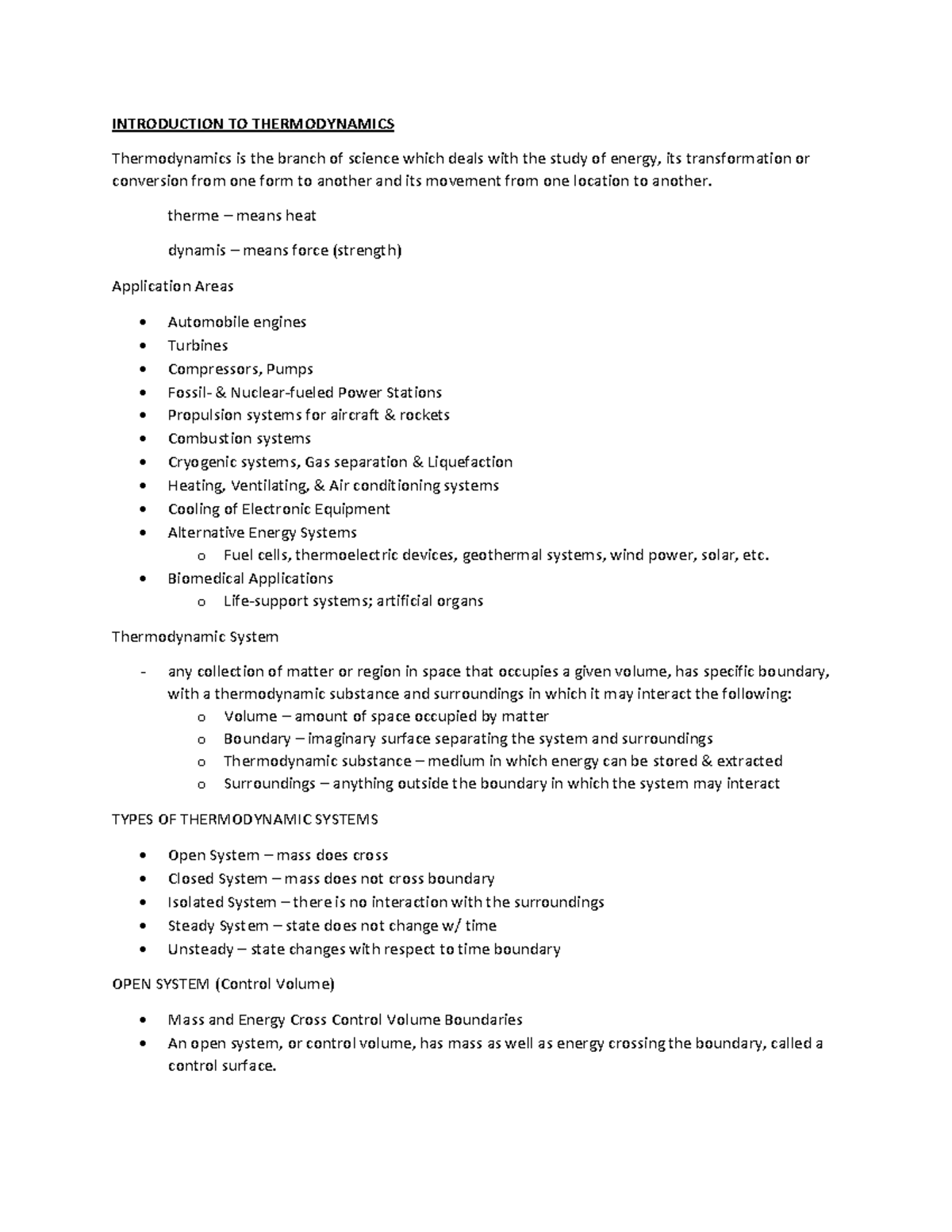 1. Introduction TO Thermodynamics - INTRODUCTION TO THERMODYNAMICS ...