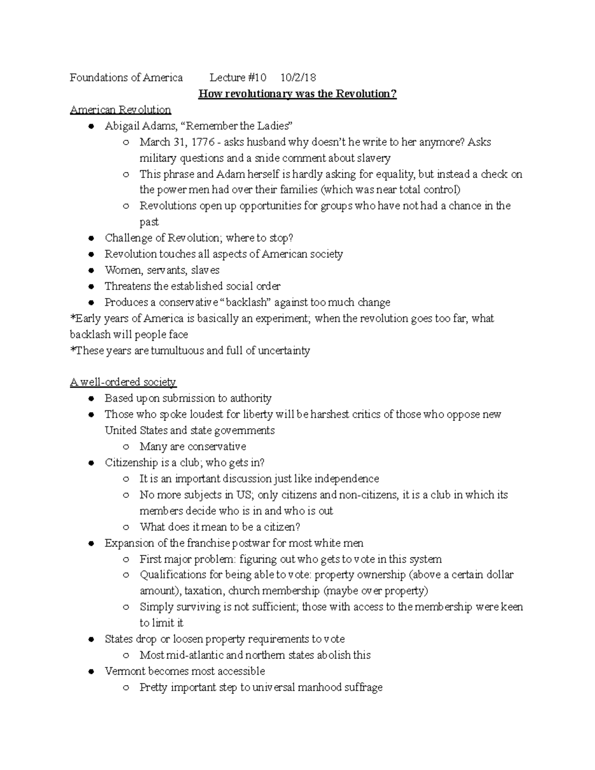 Copy of Foundations of America Lecture #10 How Revolutionary Was the ...