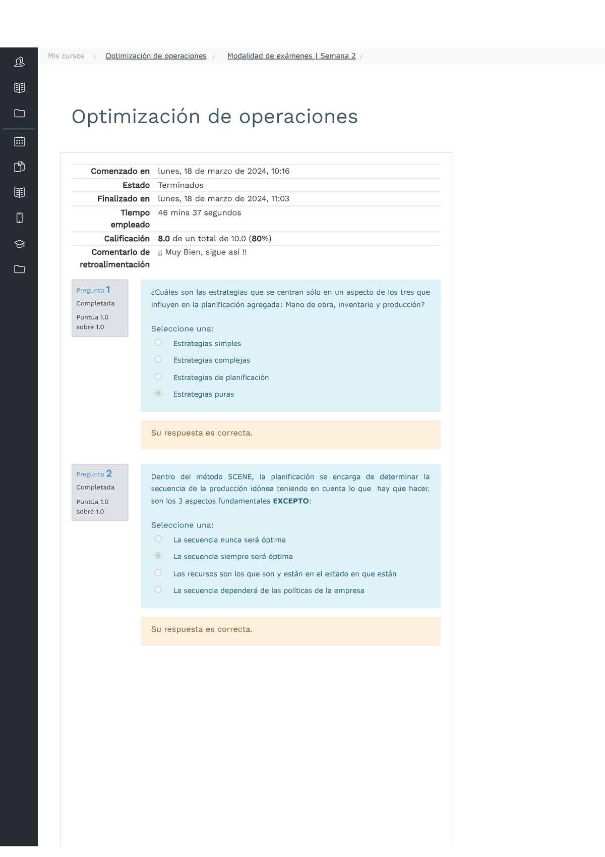 Modalidad de exámenes Semana 2 optimizacion de operaciones - Optimización de operaciones ...