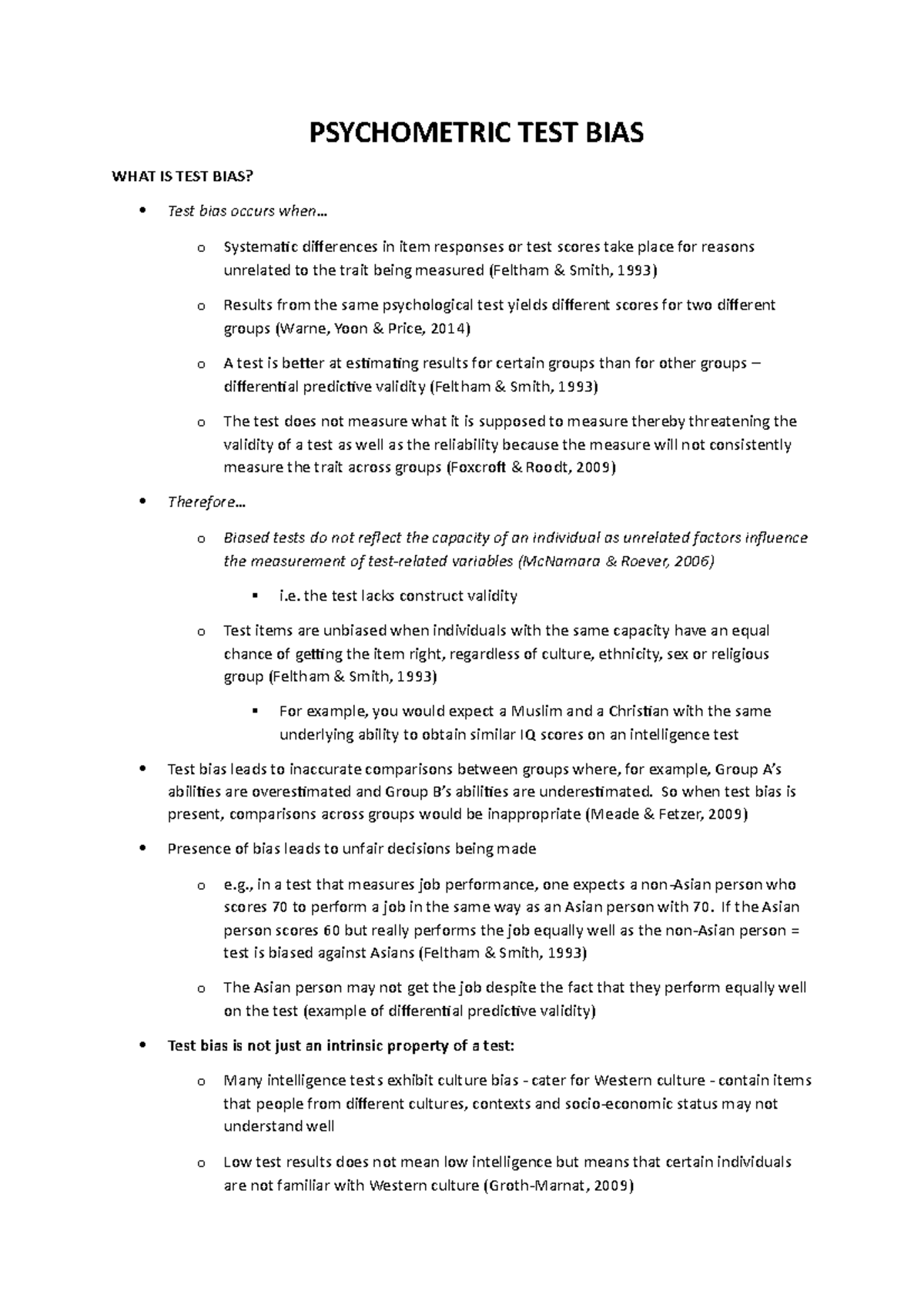 Test bias in psychometrics - PSYCHOMETRIC TEST BIAS WHAT IS TEST BIAS ...