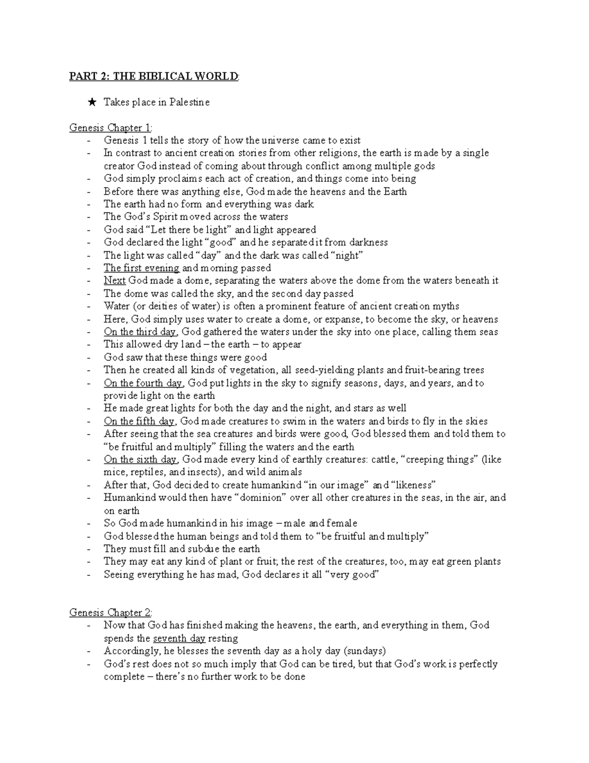 The Bible Notes - Perspectives - PART 2: THE BIBLICAL WORLD: ★ Takes ...