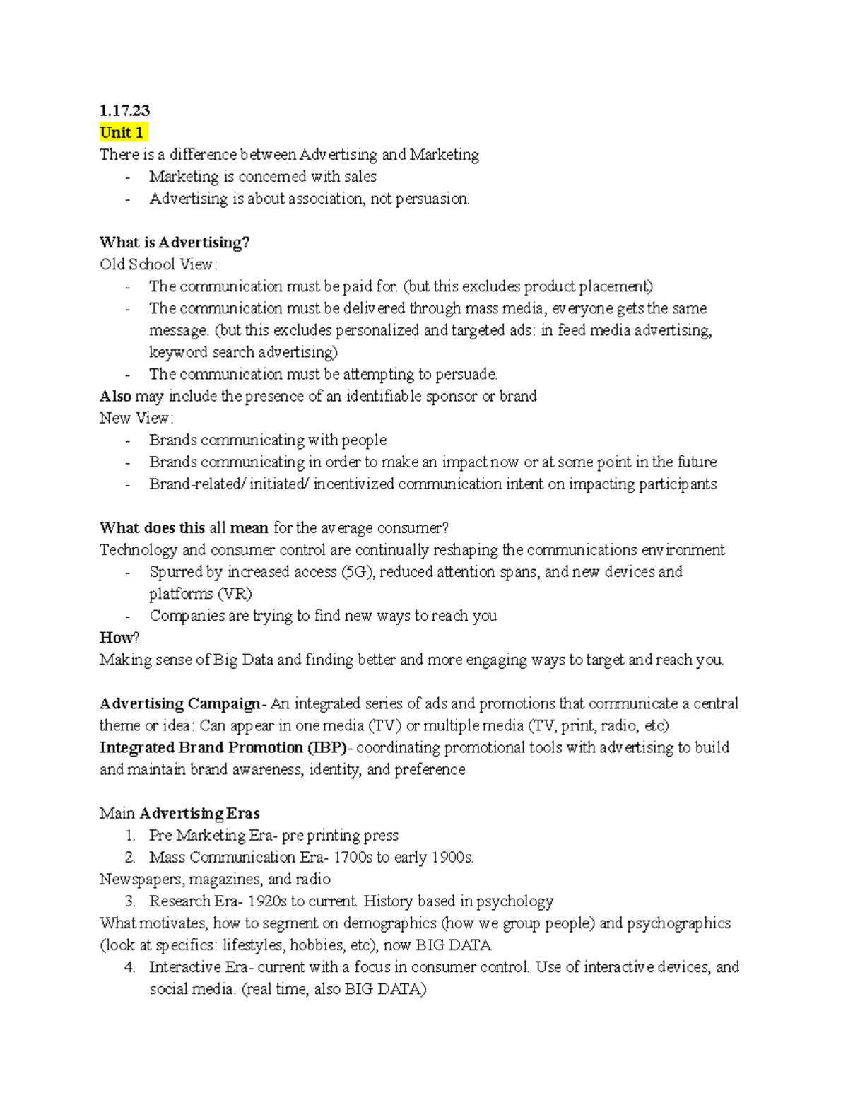 Ad PR 3100, Evans - These are the lecture notes for AD - 1. Unit 1 ...