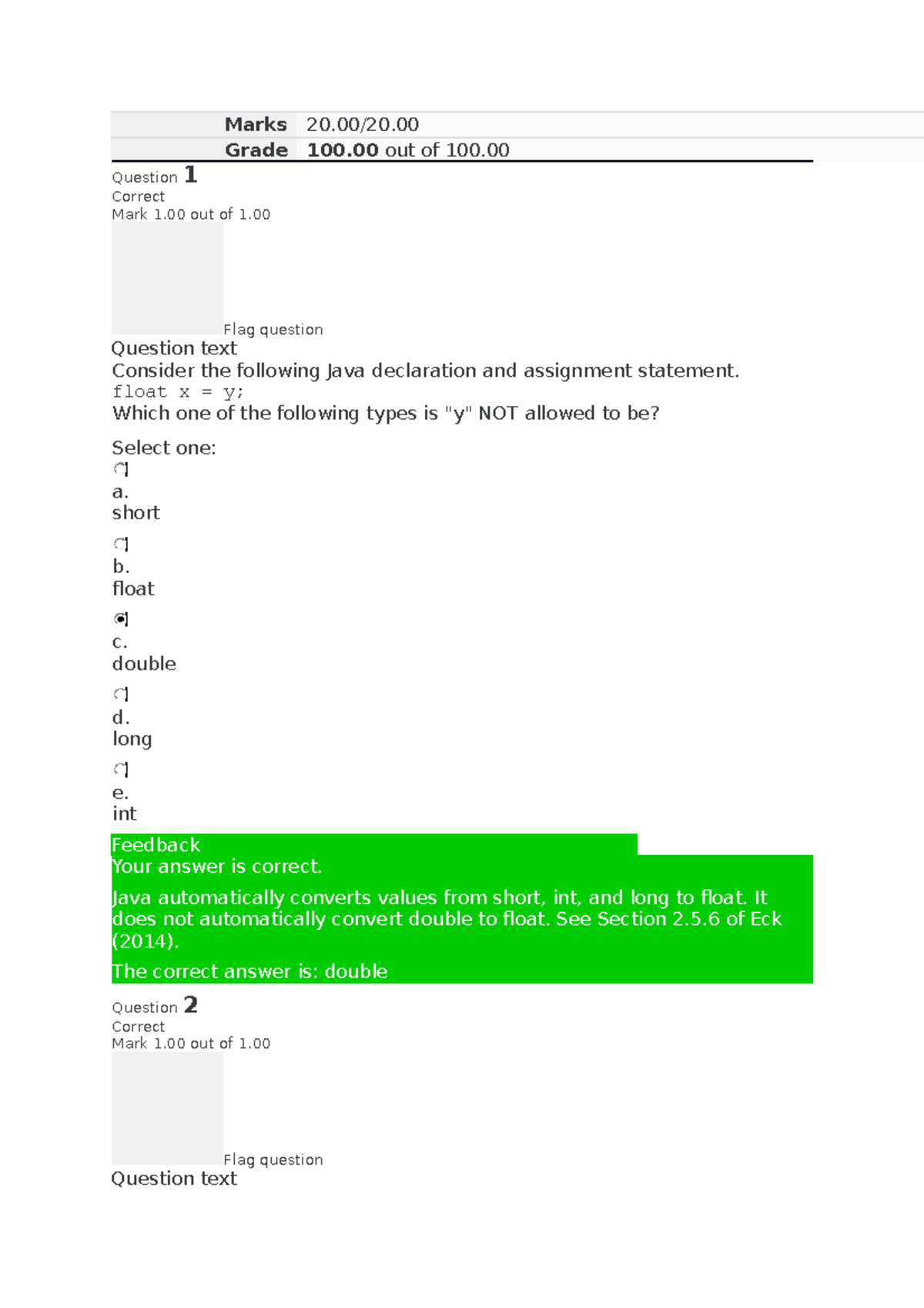 Graded quiz unit 3 cs 1102 - Marks 20/20. Grade 100 out of 100. Question 1 Correct Mark 1 out of ...