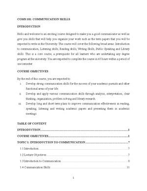 Lecture 1 Notes Comms Skills 2020 PDF - TOPIC 1: INTRODUCTION TO ...