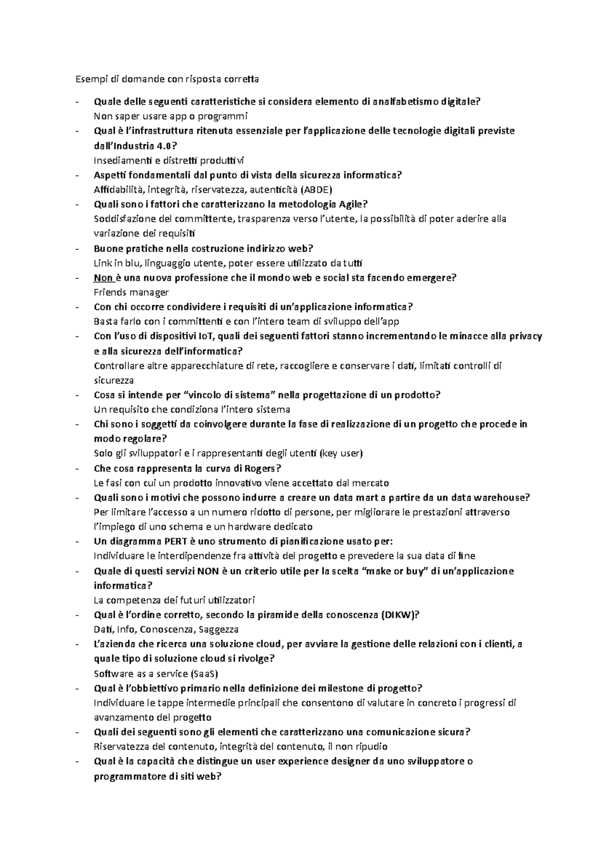 E4job, alcune domande con risposta corretta - Esempi di domande con ...