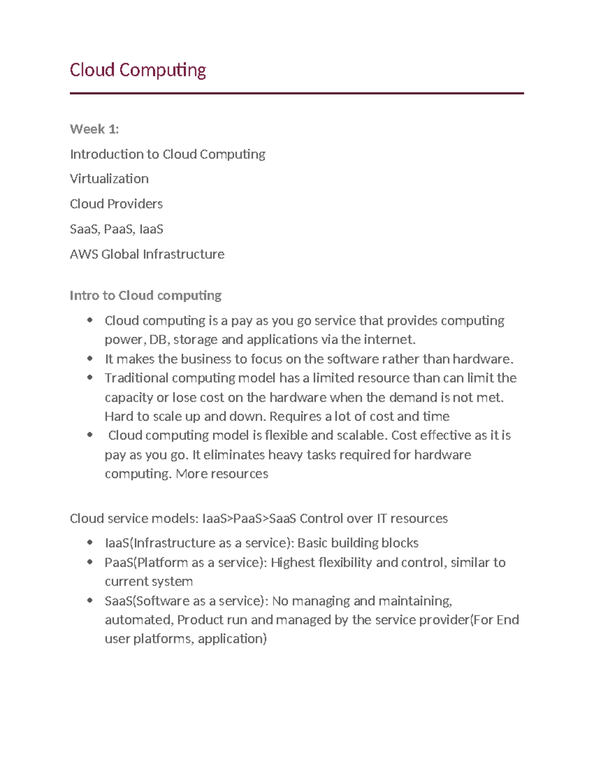 Cloud Computing - Notes from week 1 - Cloud Computing Week 1 ...