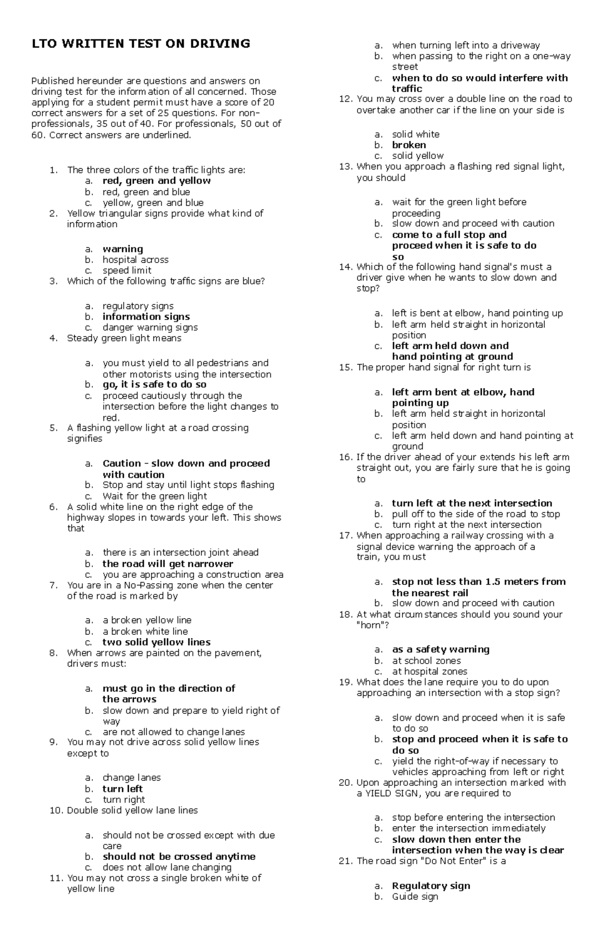 Lto-written-test-on-driving compress - LTO WRITTEN TEST ON DRIVING ...