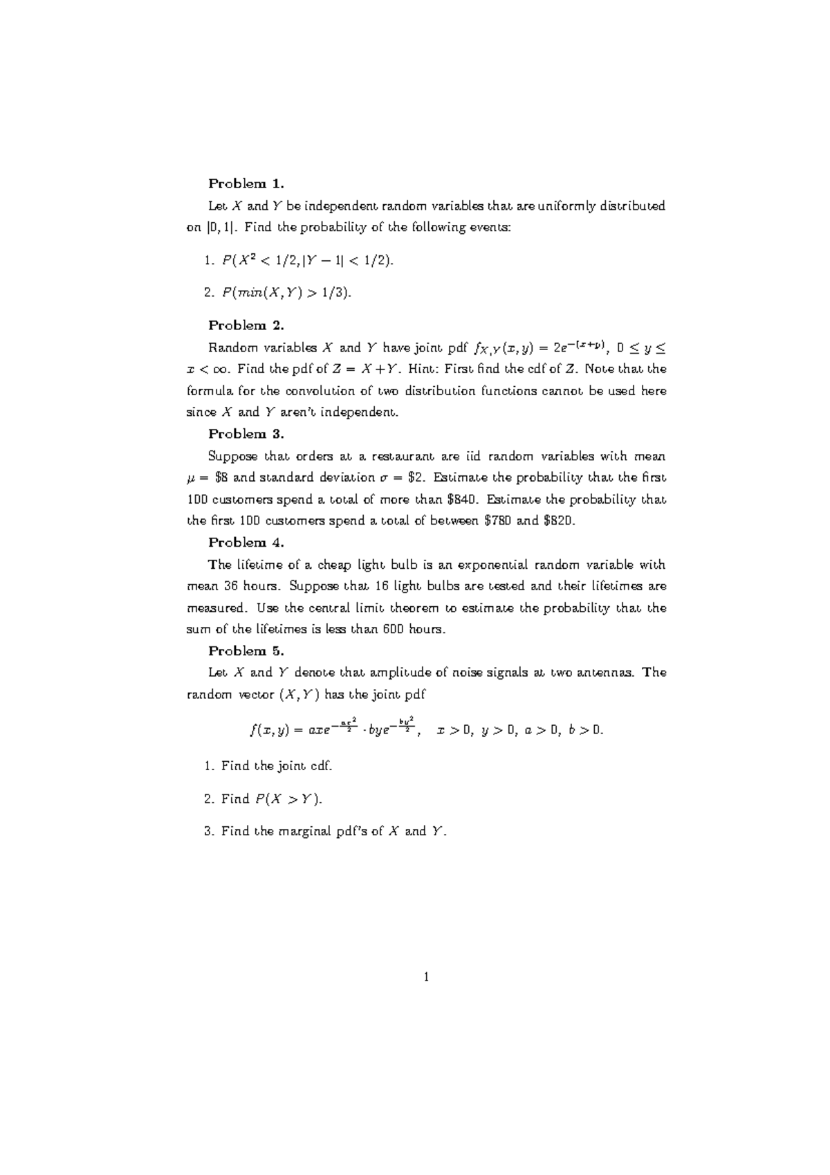 Seminar assignments - Homework 4 - Problem 1. Let X and Y be independent random variables that ...