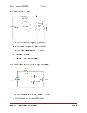 3 Tutorial Week 3 - week 3 practice sheet for power systems - Power ...