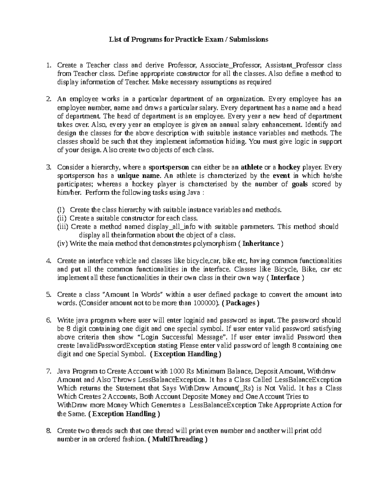 Java programs - List of Programs for Practicle Exam / Submissions ...