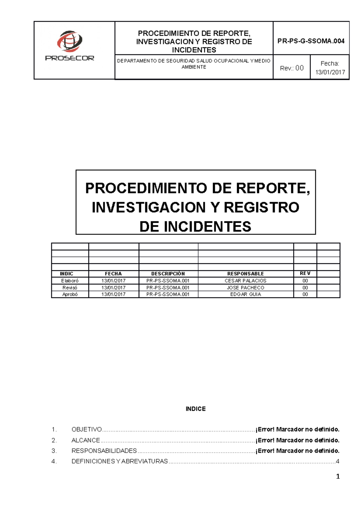 4.- PR-PS-G- Ssoma.004 Procedimiento DE Reporte, Investigacion Y ...