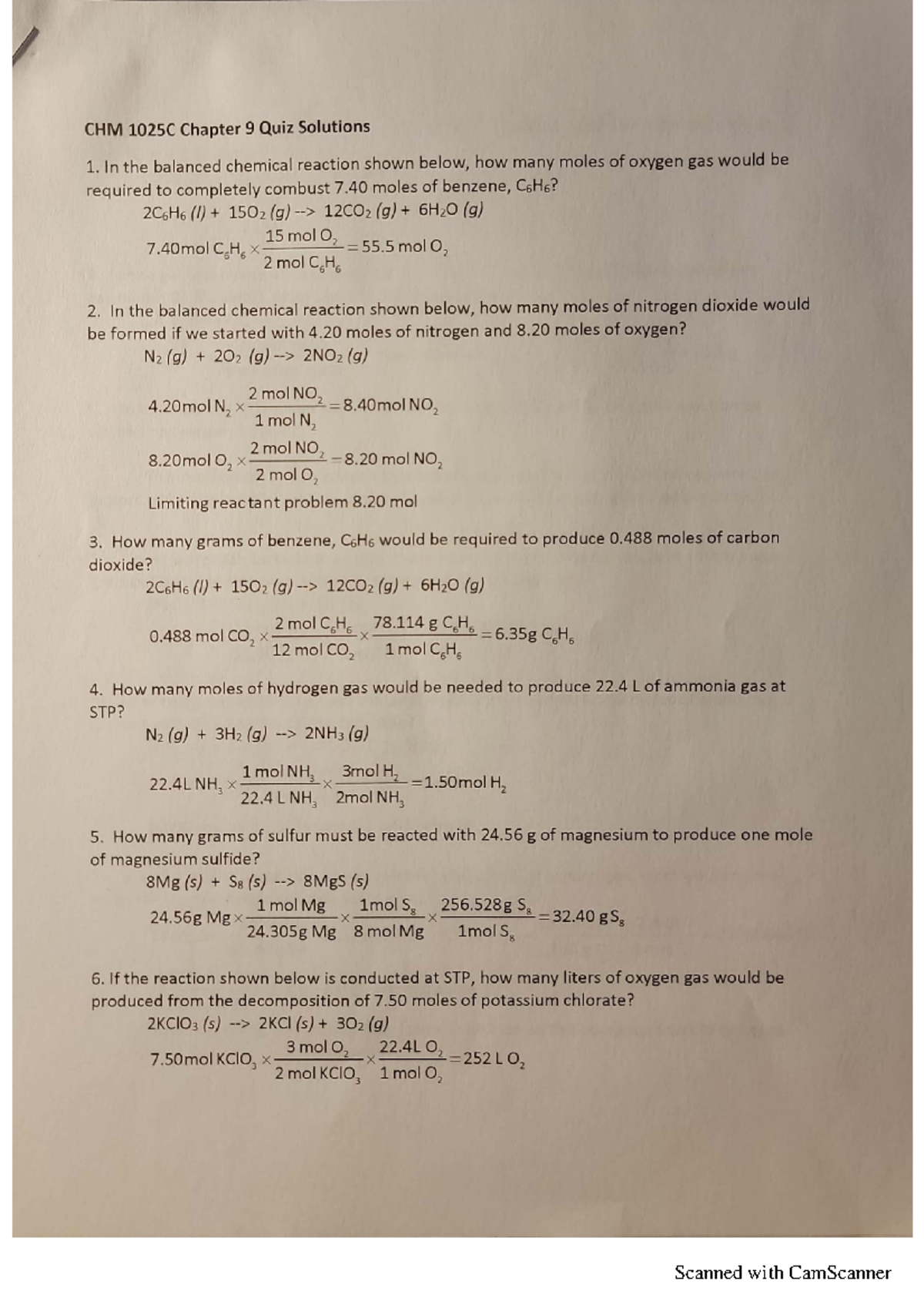 Chm 1025C chapter 9 - CHM 1025C - Scanned with CamScanner Scanned with CamScanner - Studocu