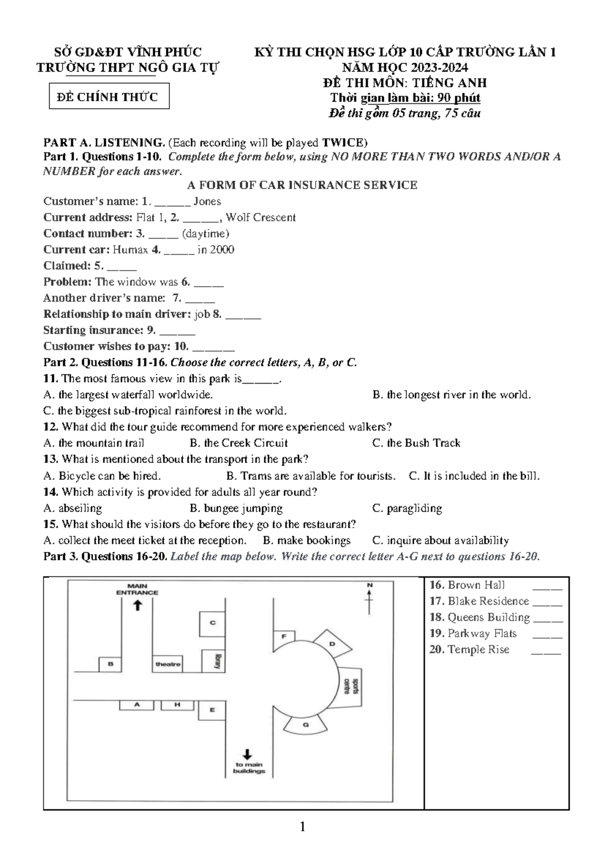 De thi hsg tieng anh 10 lan 1 nam 2023 2024 truong thpt ngo gia tu vinh phuc - SỞ GD&ĐT VĨNH ...
