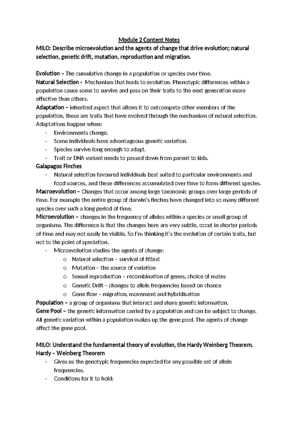 Module 2 Content Notes - Module 2 Content Notes MILO: Describe ...