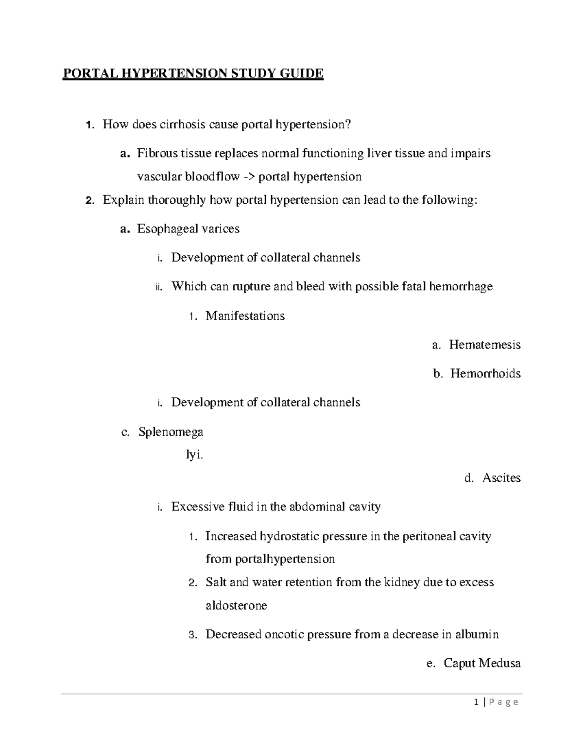 Portal Hypertension Study Guide - PORTAL HYPERTENSION STUDY GUIDE How ...