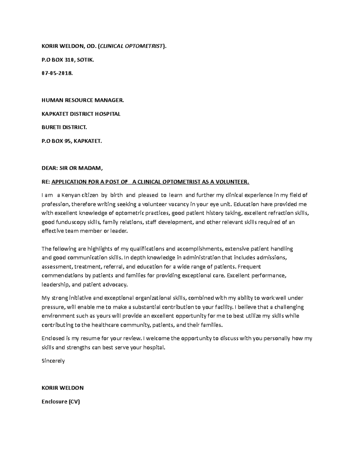 Application Letter - Mechanical engineering technology - Studocu