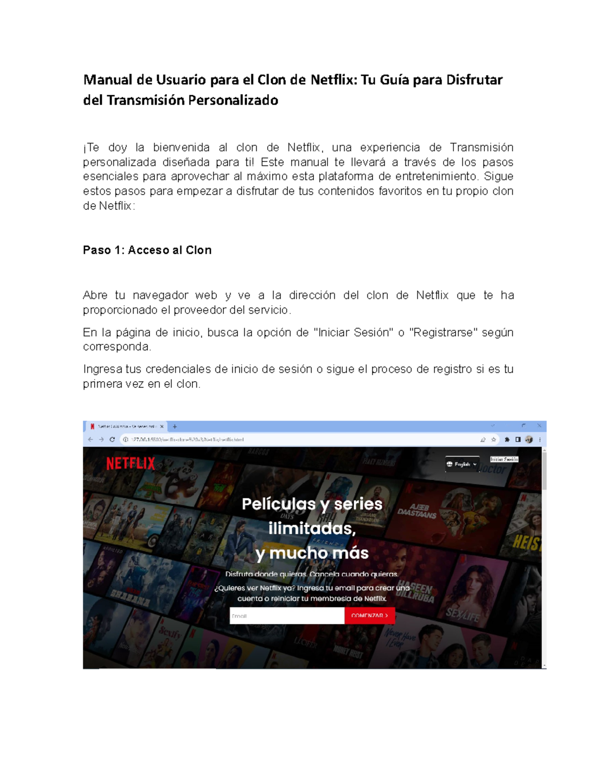 Manual de Usuario para el Clon de Netflix - Sigue estos pasos para ...