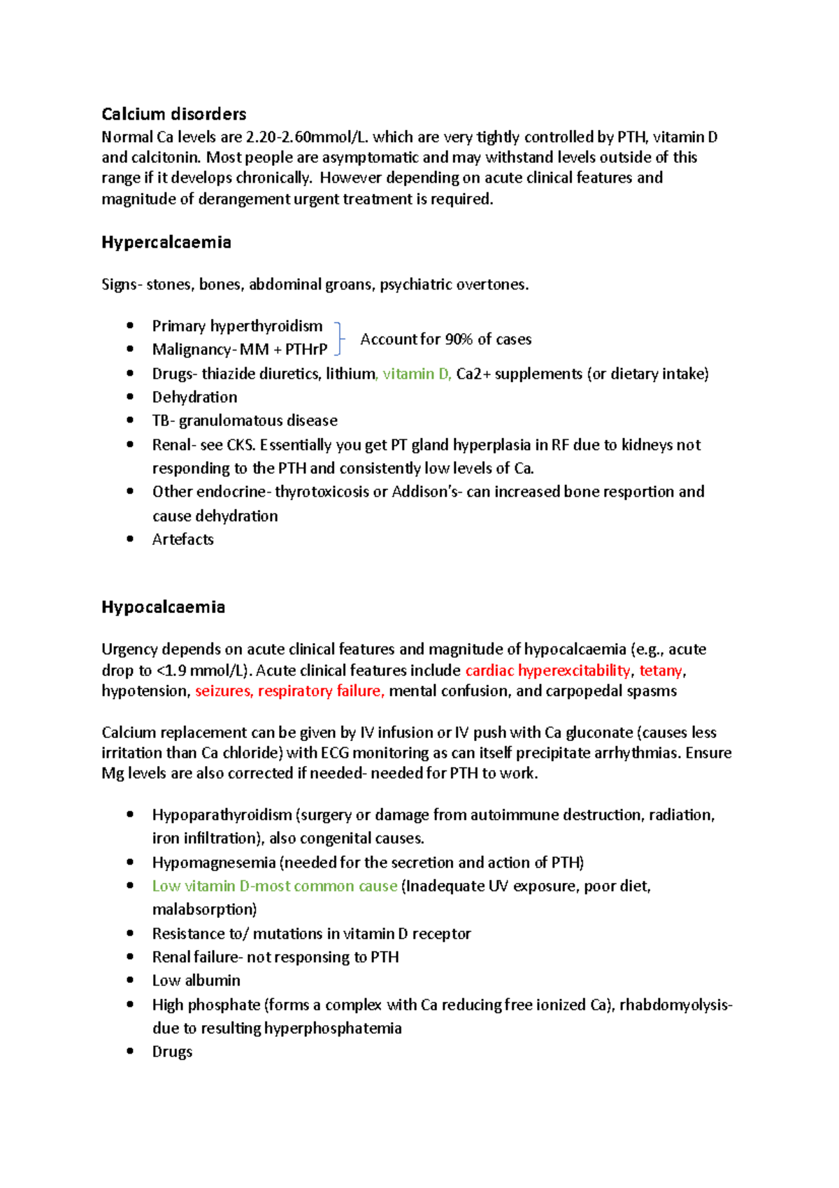 STU Calcium disorders - Hypo and hypercalcaemia - Calcium disorders ...