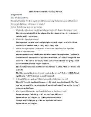 Assignment Logistic Regression KEY - ASSIGNMENT SEVEN: Logistic Regression KEY Assignment 7a ...
