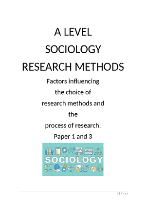 A-level AQA Sociology research methods notes - quantitative research ...