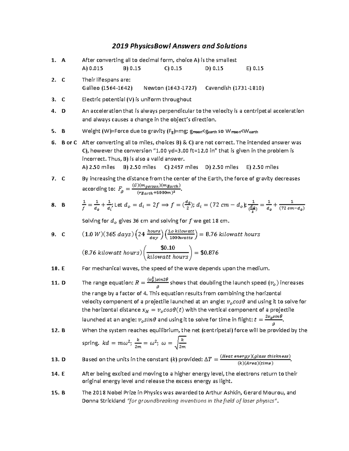 2019-Physics Bowl-Answers-with-solutions Revised-2 - 2019 PhysicsBowl ...