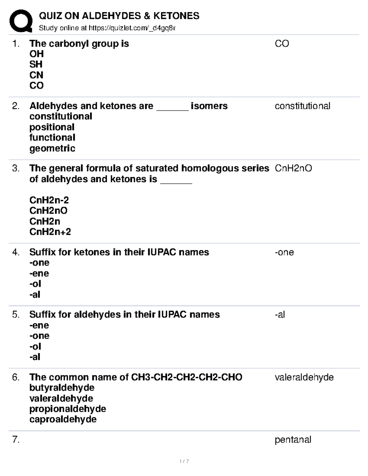 Aldehydes AND Ketones - lec - Study online at quizlet/_d4gq8r The ...