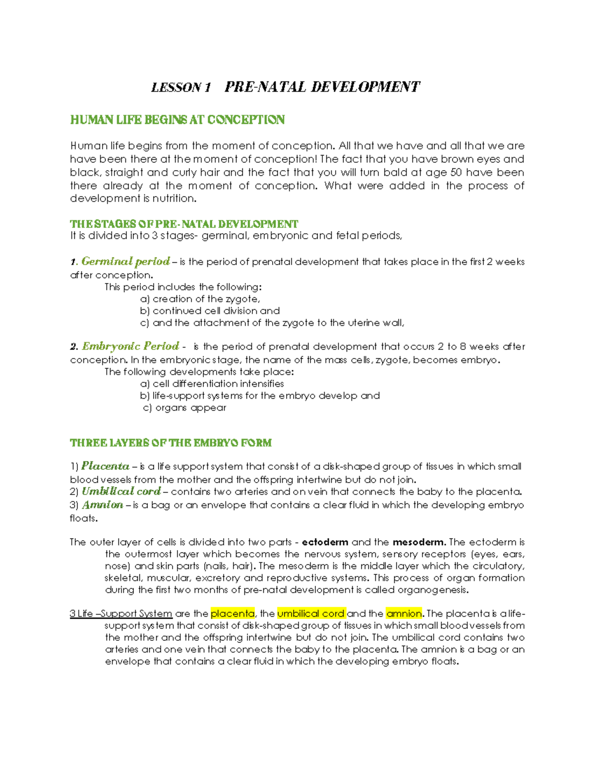 Pre-Natal-Development - HUMAN LIFE BEGINS AT CONCEPTION Human life ...