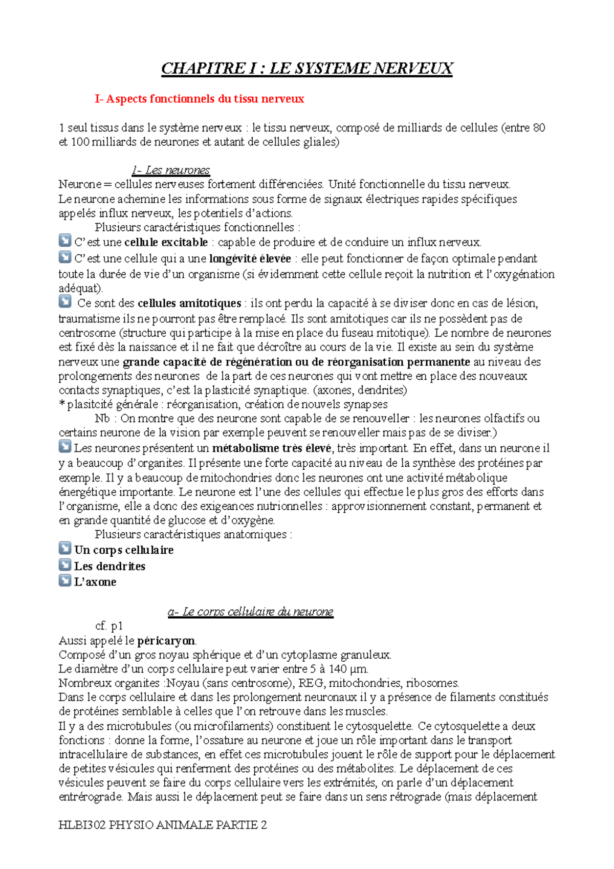 Microsoft Word - Chapitre-1-1 LE SYSTEME NERVEUX - CHAPITRE I : LE ...