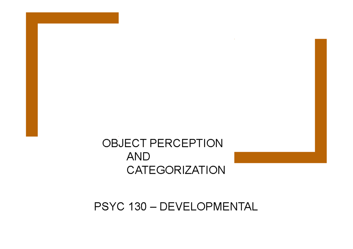 Object Perception And Categorization W4 Object Perception And