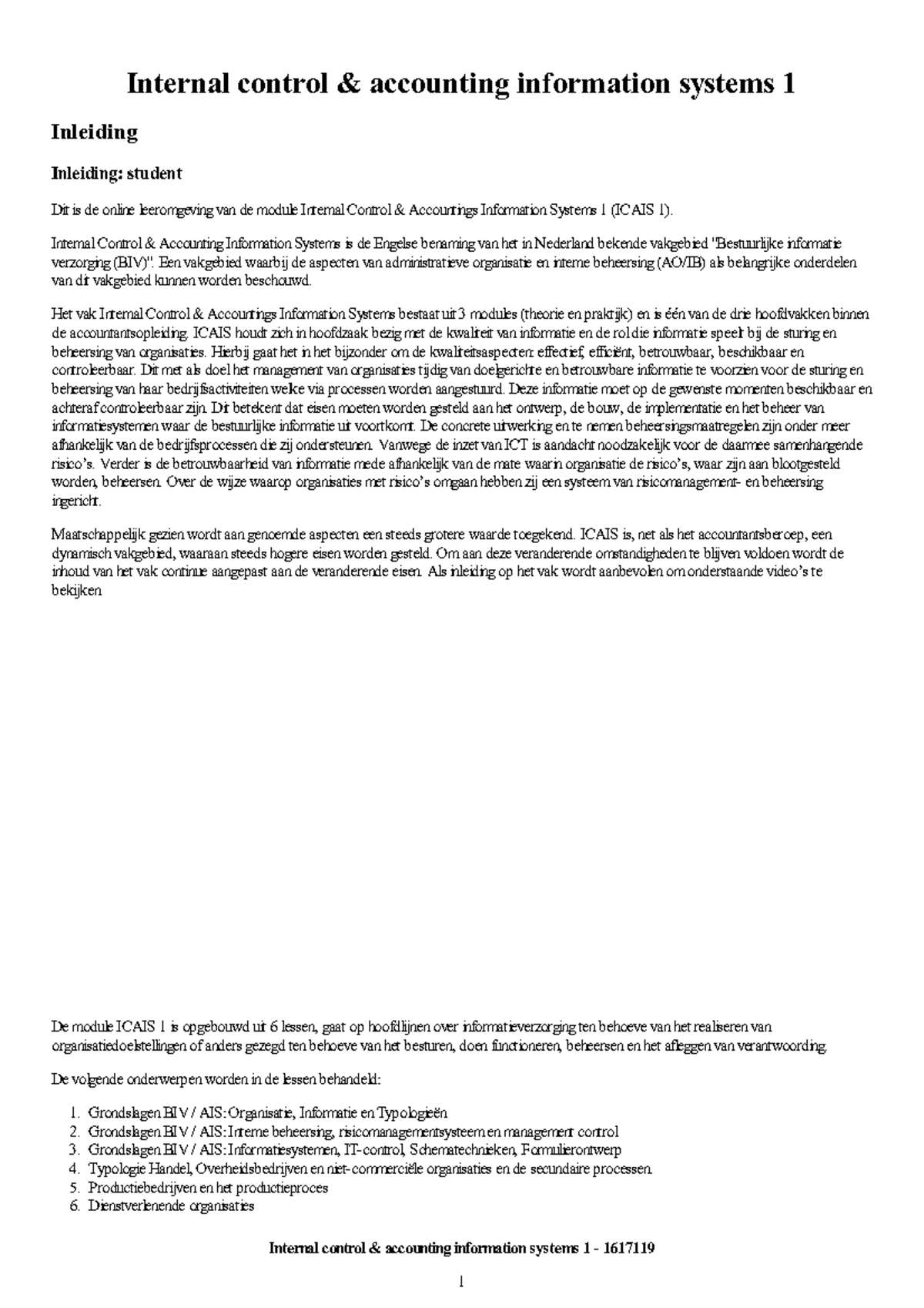 Internal control & accounting information systems 1 1617119 - Internal ...