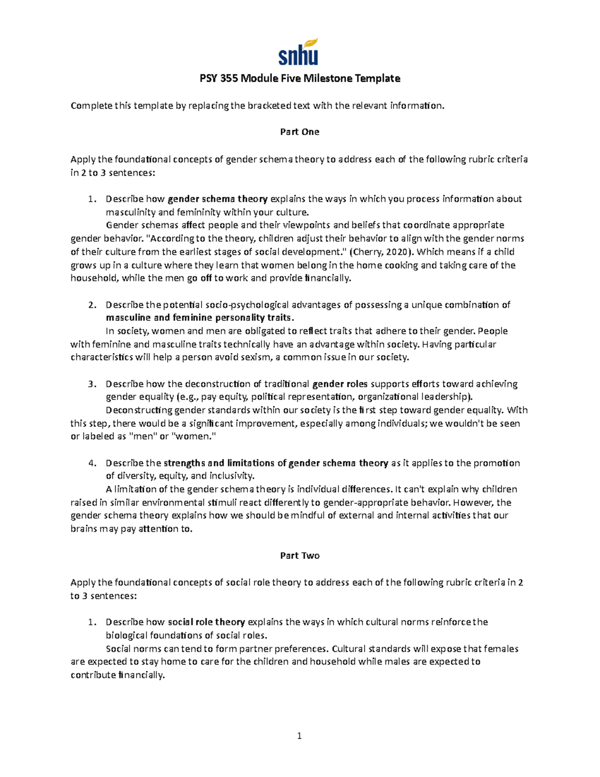 PSY 355 Module Five Milestone Template - PSY 355 Module Five Milestone ...