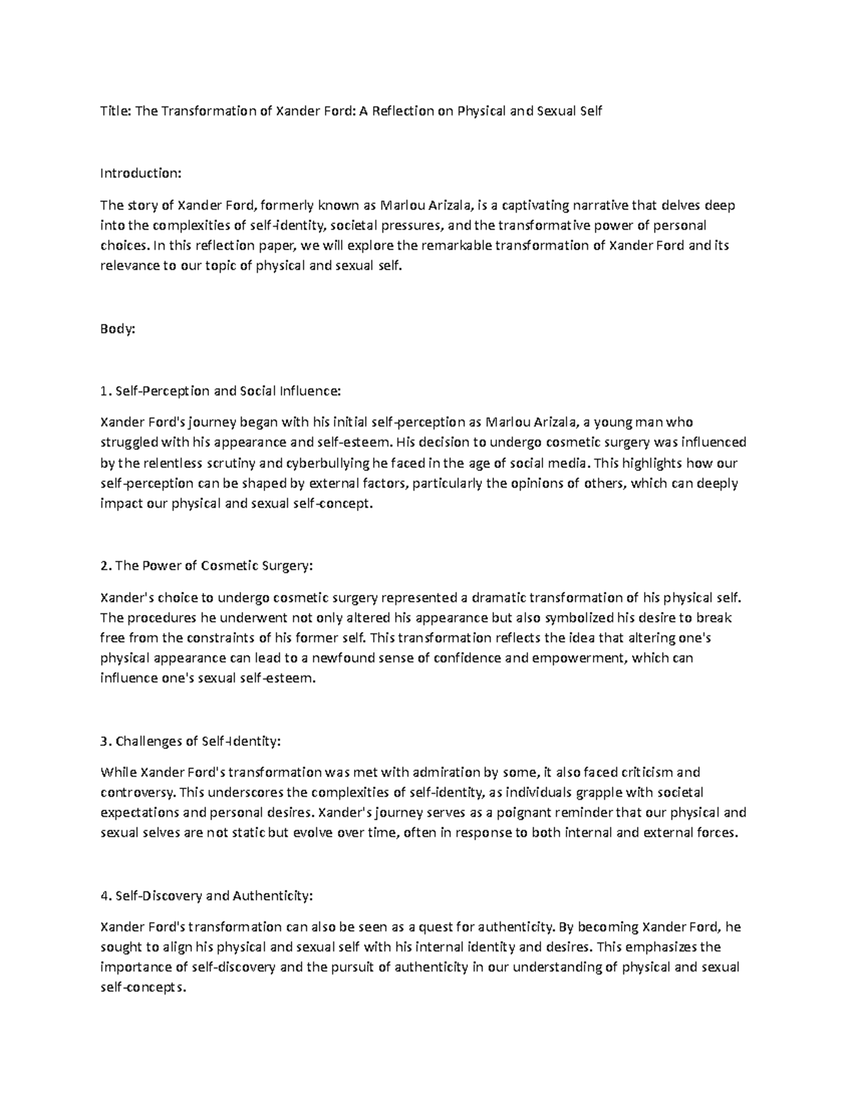 Document - This is lecture note. - Title: The Transformation of Xander ...