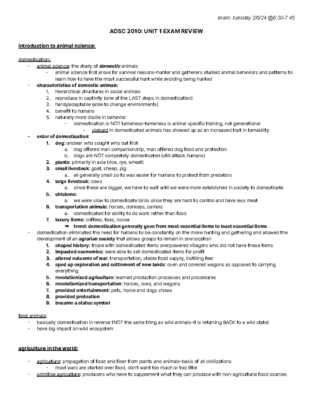 ADSC 2010 UNIT 1 EXAM Review - exam: tuesday 2/6/24 @6:30-7: ADSC 2010 ...