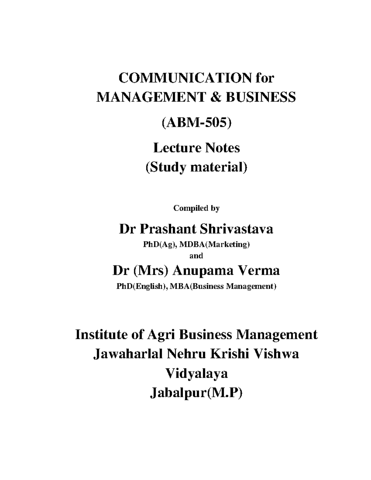 Communication MBA notes - COMMUNICATION for MANAGEMENT & BUSINESS (ABM ...