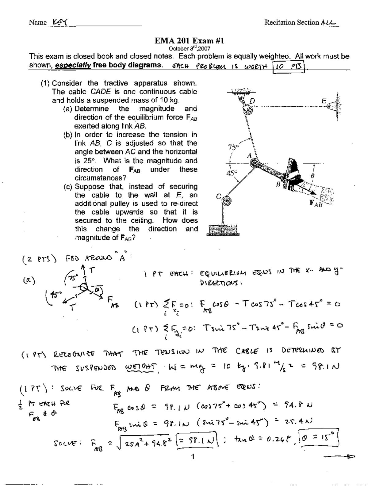 FALL 2023 Exam 1 Practice Problem Solutions - E M A 201 - Studocu
