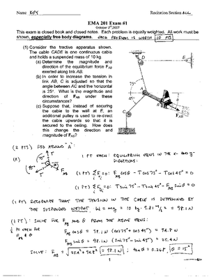 FALL 2023 Exam 2 Practice Problem Solutions - E M A 201 - Studocu