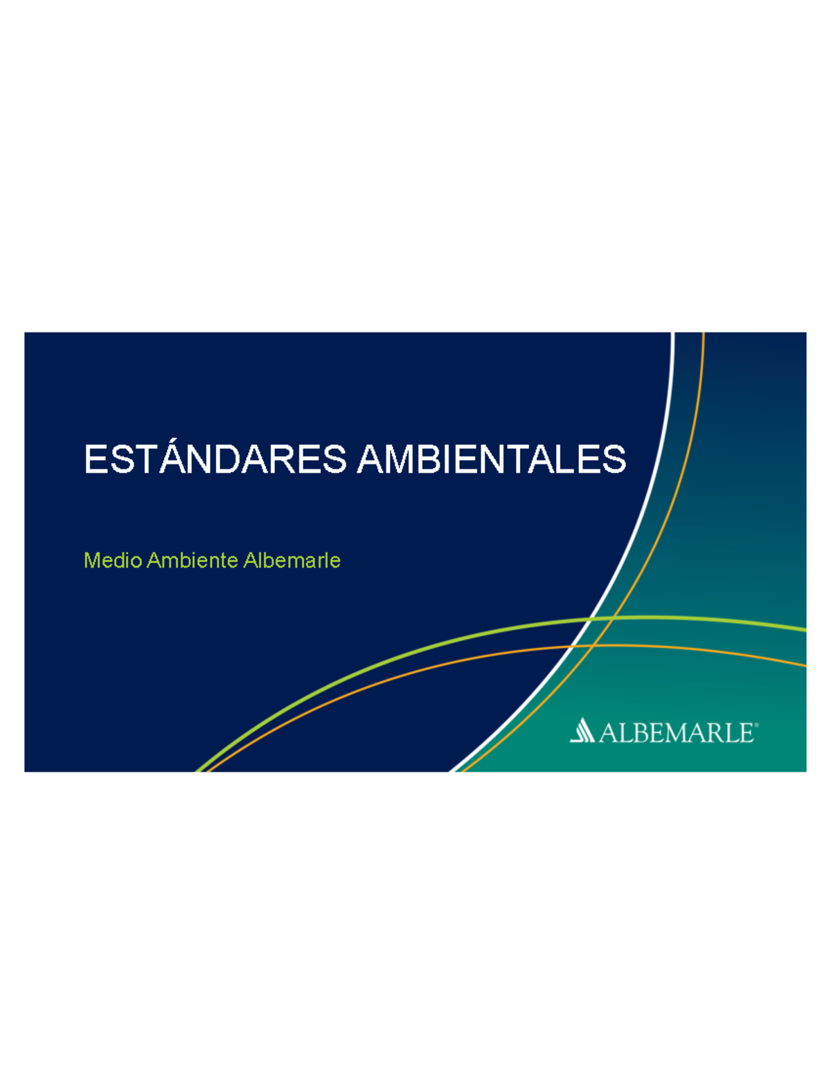 RV Procedimientos Medio Ambiente ALB - ESTÁNDARES AMBIENTALES Medio ...