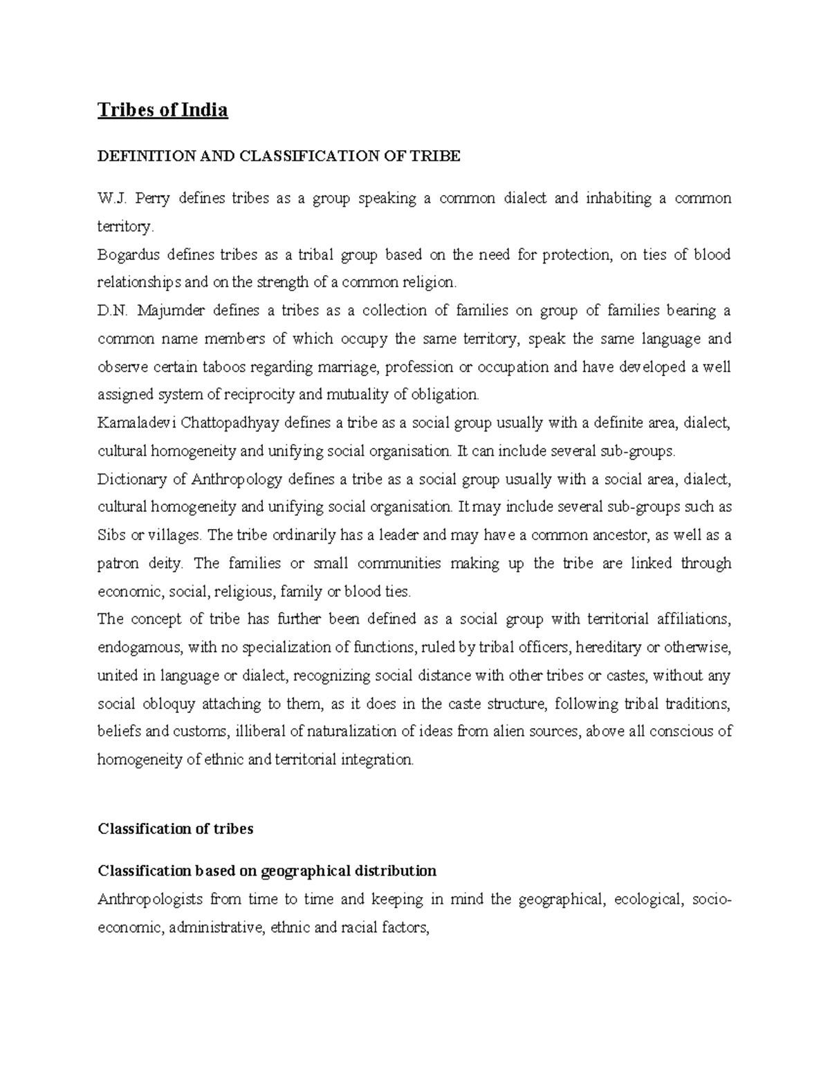 Tribes final - Good - Tribes of India DEFINITION AND CLASSIFICATION OF ...