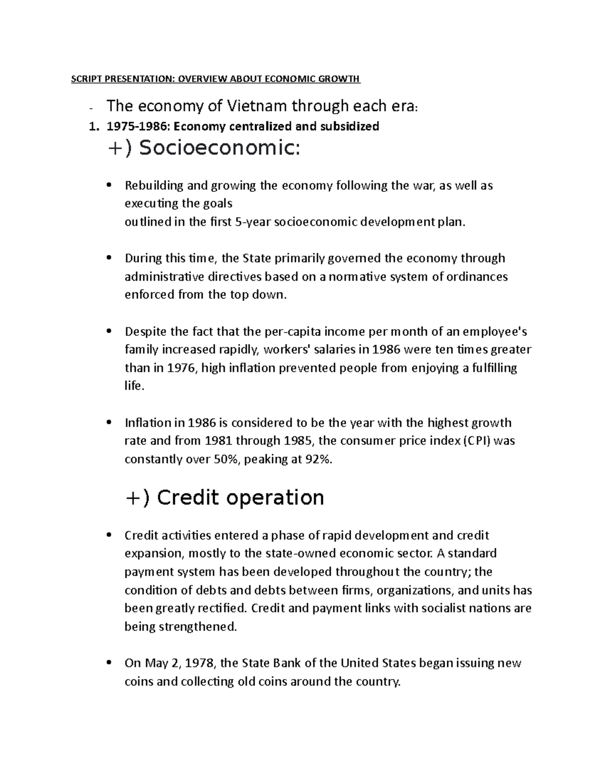 Script Presentation - Overview about economic growth of vietnam - SCRIPT PRESENTATION: OVERVIEW ...