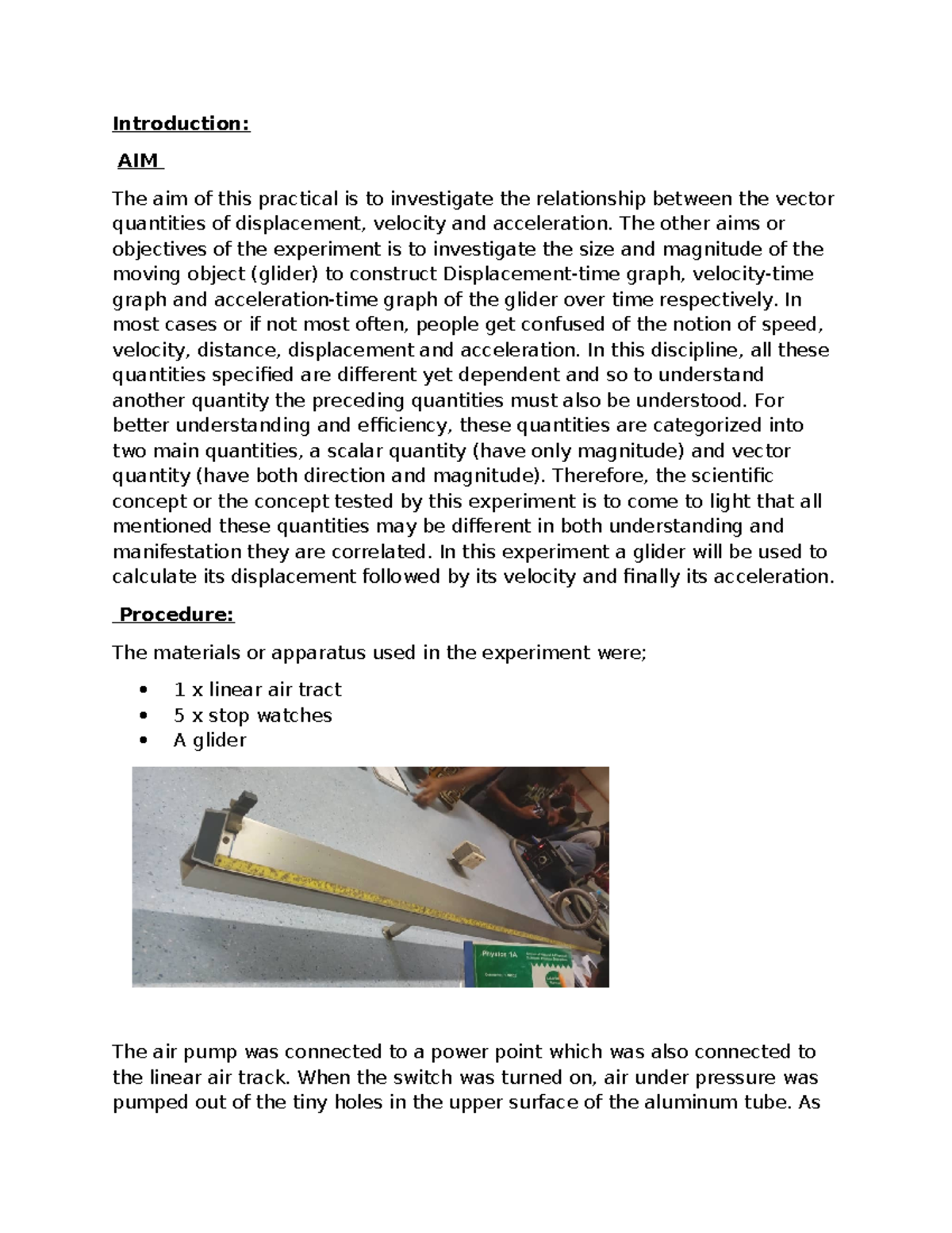 Physics lab report - Introduction: AIM The aim of this practical is to ...